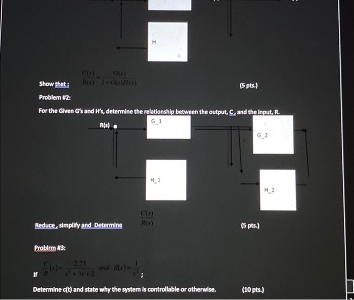 Solved Problem M1: For the Given G′ 's and H′, determine the | Chegg.com