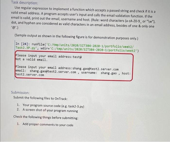 Solved Task description: Use regular expression to implement | Chegg.com