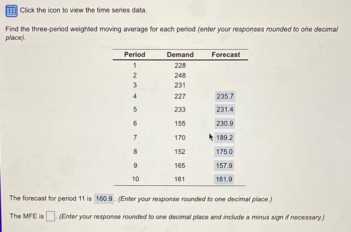 Solved Develop a three-period weighted moving average | Chegg.com