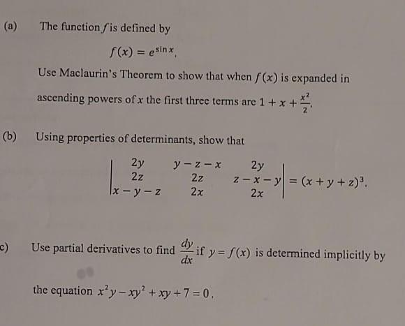 Solved (a) ﻿The function f ﻿is defined byf(x)=esinx. ﻿Use | Chegg.com
