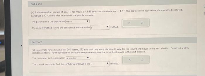 Solved (o) A simple randorn sample of saze 11 has mean | Chegg.com
