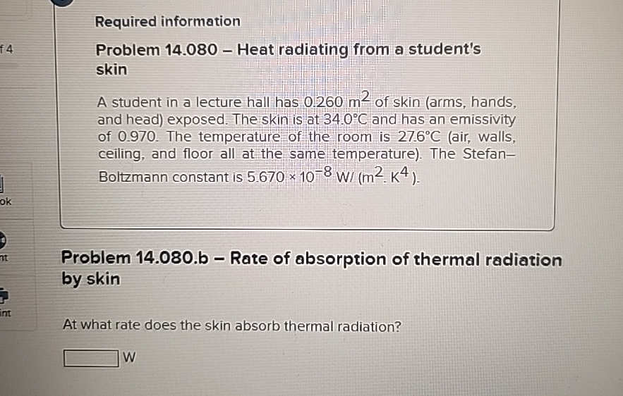Solved A student in a lecture hall has 0.260m2 ﻿of skin | Chegg.com