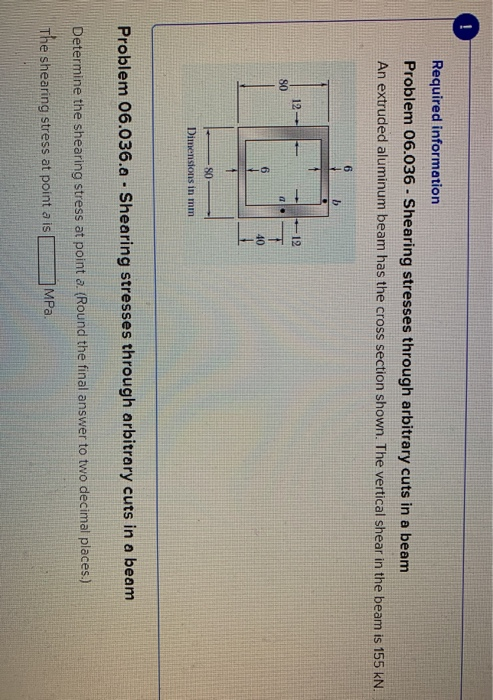 Solved Required information Problem 06.036 - Shearing | Chegg.com