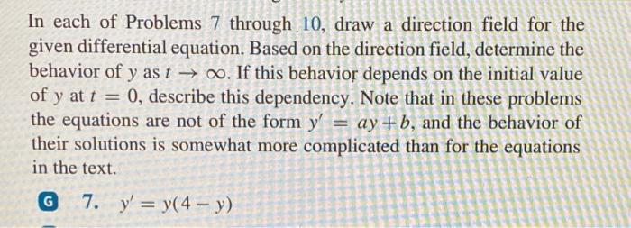 Solved In each of Problems 7 through 10, draw a direction | Chegg.com