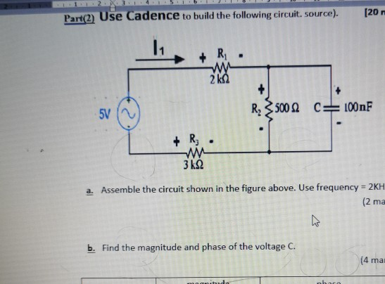 Solved Part(2) Use Cadence to build the following circuit | Chegg.com