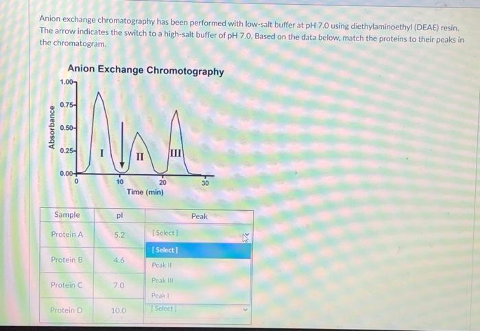 Solved Anion exchange chromatography has been performed with | Chegg.com
