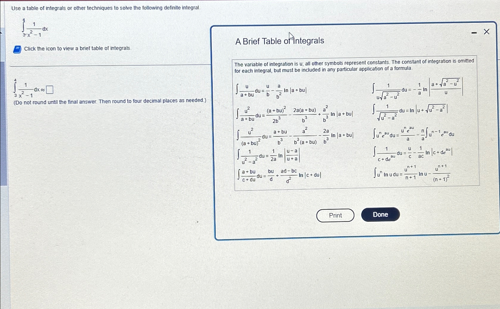 Solved Use a table of integrals or other techniques to solve | Chegg.com