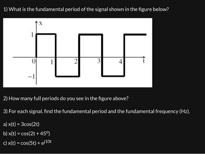 Solved 1) What is the fundamental period of the signal shown | Chegg.com