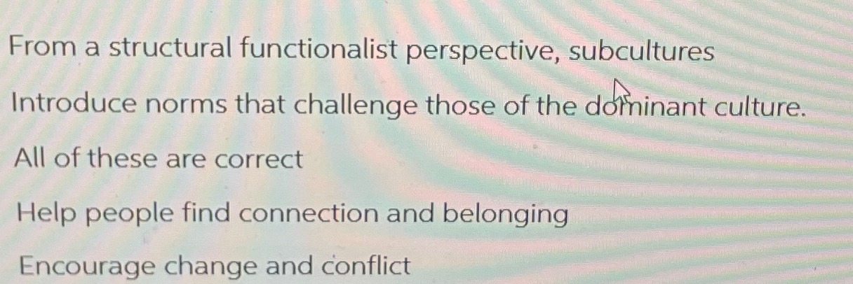 Solved From a structural functionalist perspective, | Chegg.com