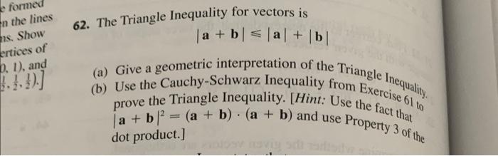 formel the lines 62. The Triangle Inequality for | Chegg.com