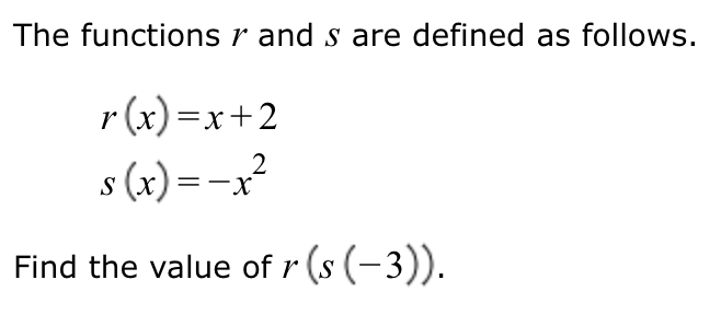 Solved The functions r ﻿and s ﻿are defined as | Chegg.com