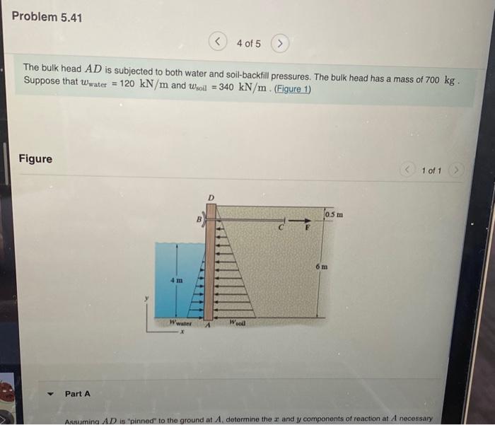 Solved The bulk head AD is subjected to both water and | Chegg.com