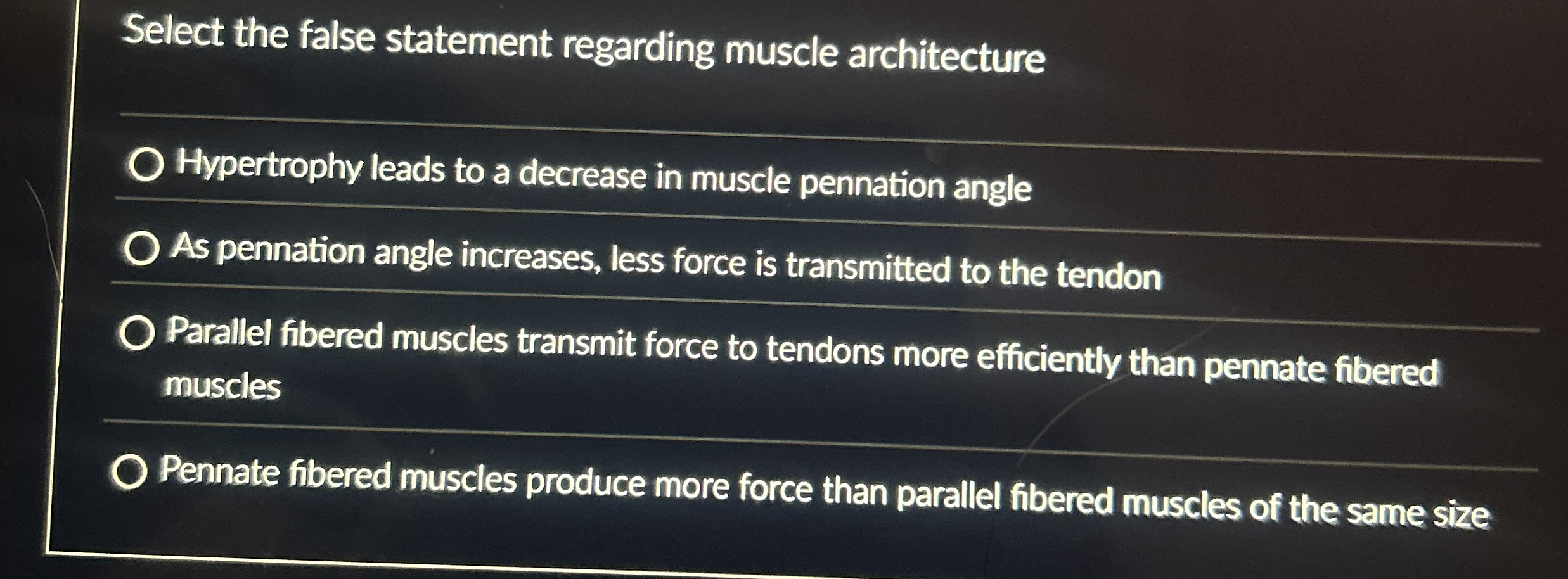 Solved Select the false statement regarding muscle | Chegg.com