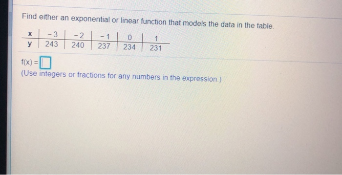 Solved Find either an exponential or linear function that | Chegg.com