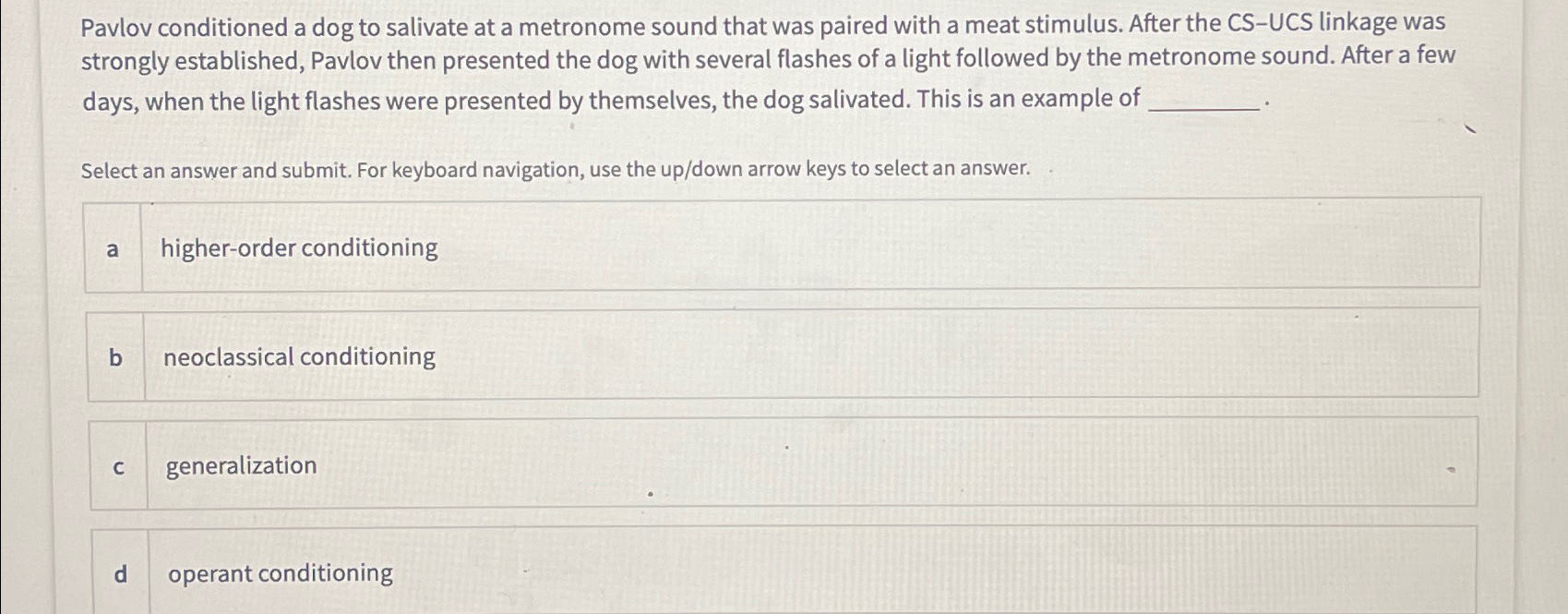 Solved Pavlov conditioned a dog to salivate at a metronome | Chegg.com