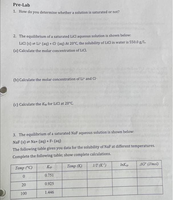 Solved Pre-Lab 1. How do you determine whether a solution is | Chegg.com