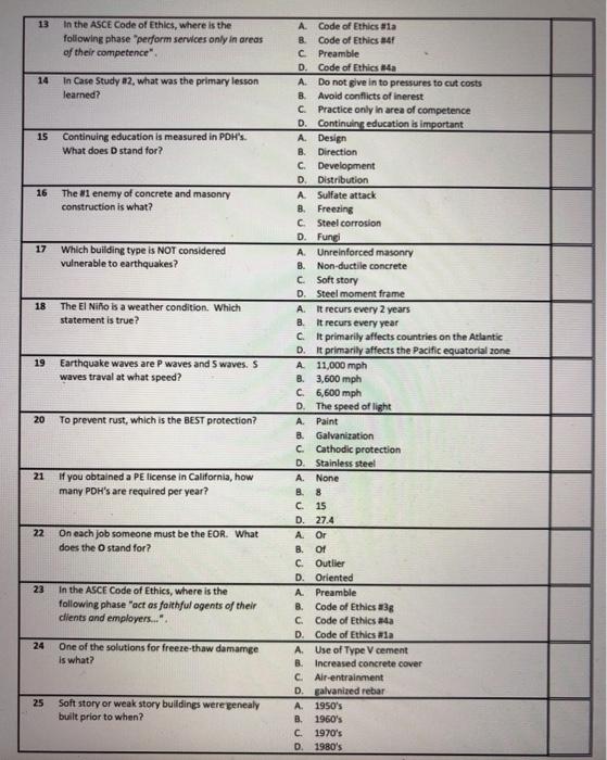Solved 13 In the ASCE Code of Ethics, where is the following | Chegg.com