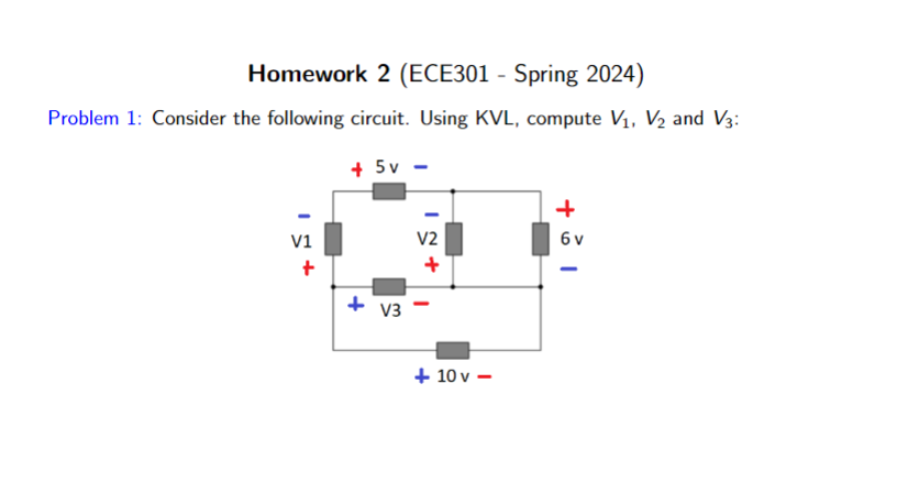 Solved Problem 1: Consider the following circuit. Using KVL, | Chegg.com