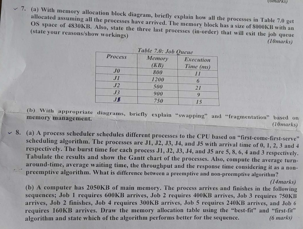 Solved (a) ﻿With memory allocation block diagram, briefly | Chegg.com