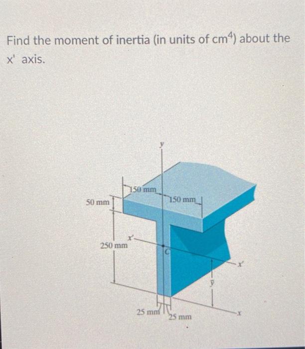 Solved Find the moment of inertia (in units of cm4 ) about | Chegg.com