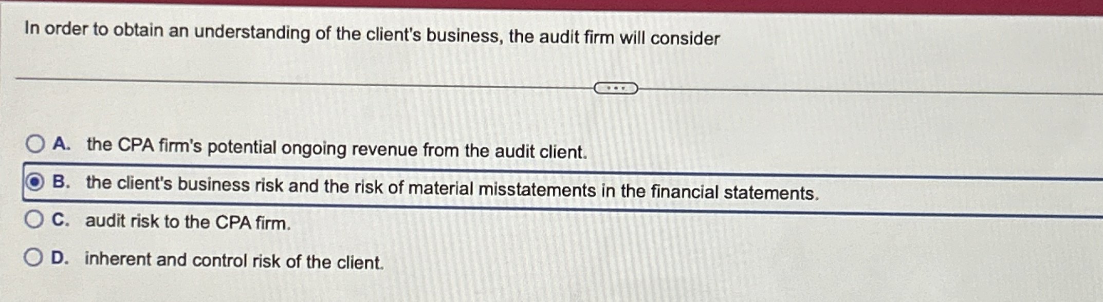 Solved In order to obtain an understanding of the client's | Chegg.com