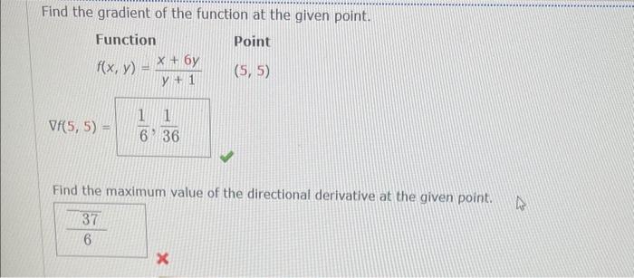 Solved Find the gradient of the function at the given point. | Chegg.com