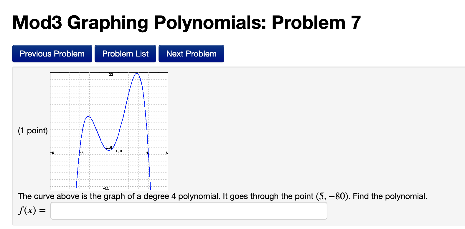 Solved Mod3 ﻿Graphing Polynomials: Problem 7The curve above | Chegg.com