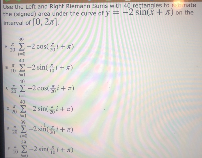 Solved Use the Left and Right Riemann Sums with 40 | Chegg.com