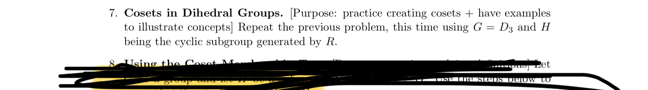 Solved Cosets in Dihedral Groups. [Purpose: practice | Chegg.com