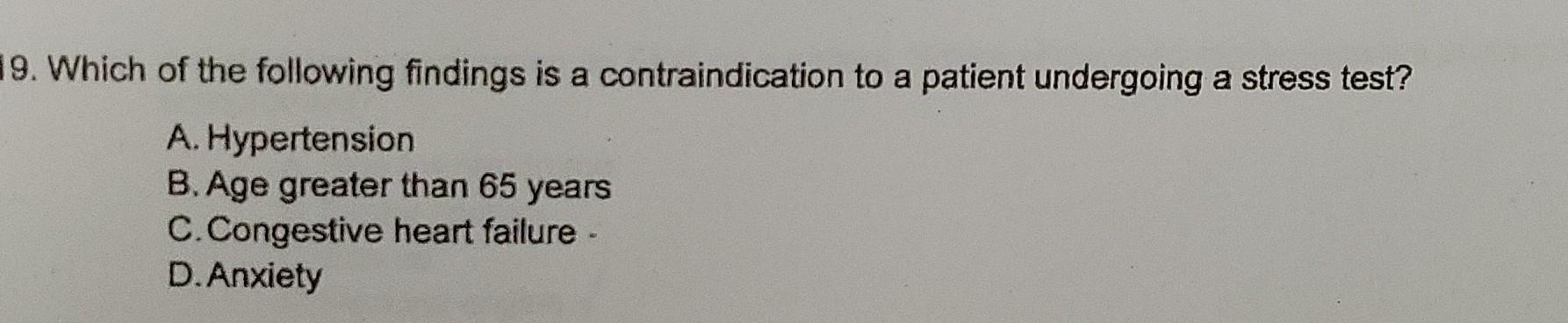 Solved 19. Which of the following findings is a | Chegg.com
