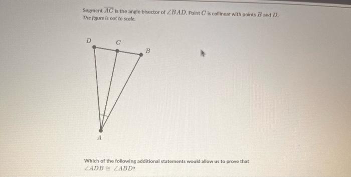 Solved Segment AC is the angle bisector of ∠BAD. Point C is | Chegg.com