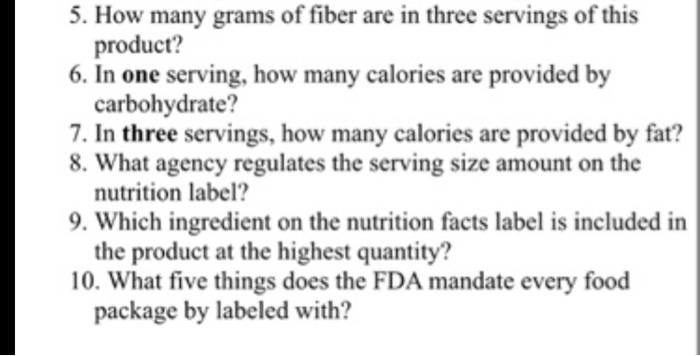 Solved Nutrition Facts 4 servings per container Serving size | Chegg.com