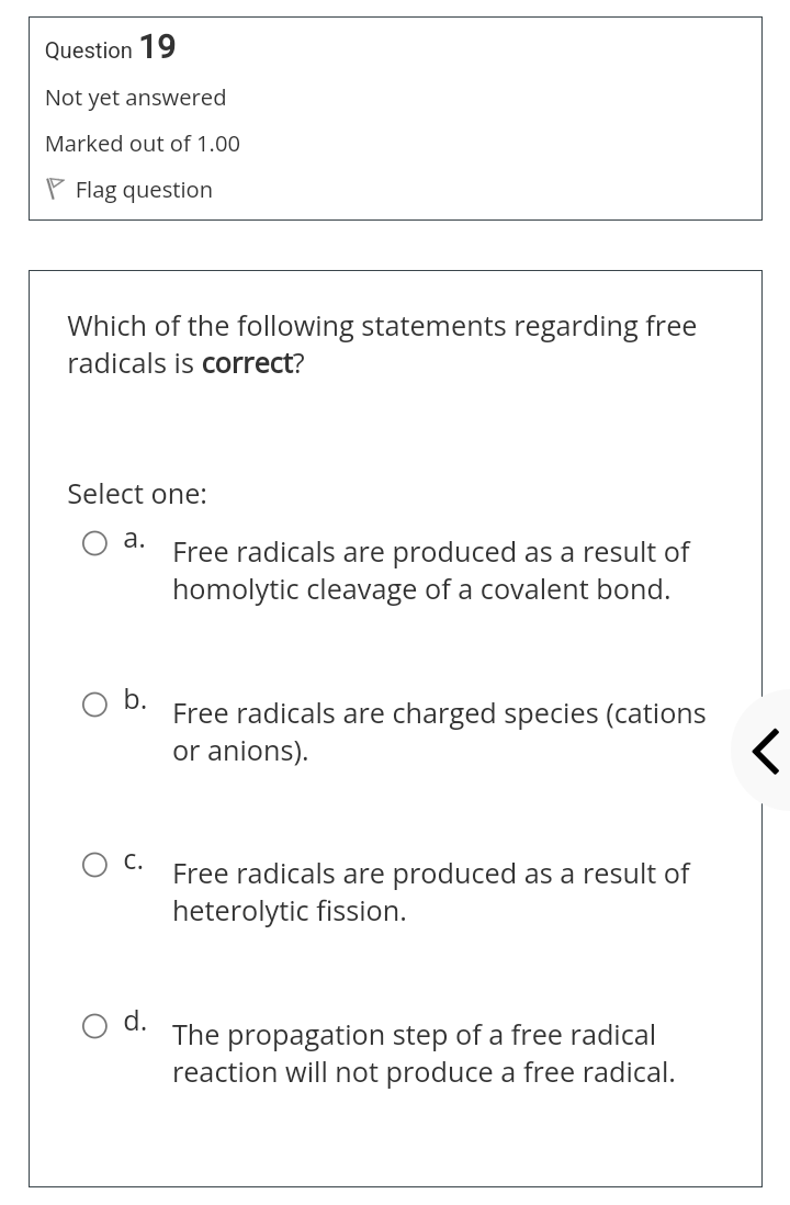 Solved Question 19 Not yet answered Marked out of 1.00 ∇ | Chegg.com