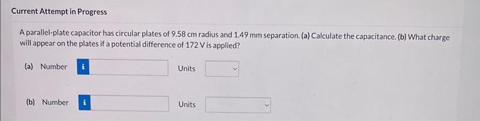 Solved A parallel-plate capacitor has circular plates of | Chegg.com