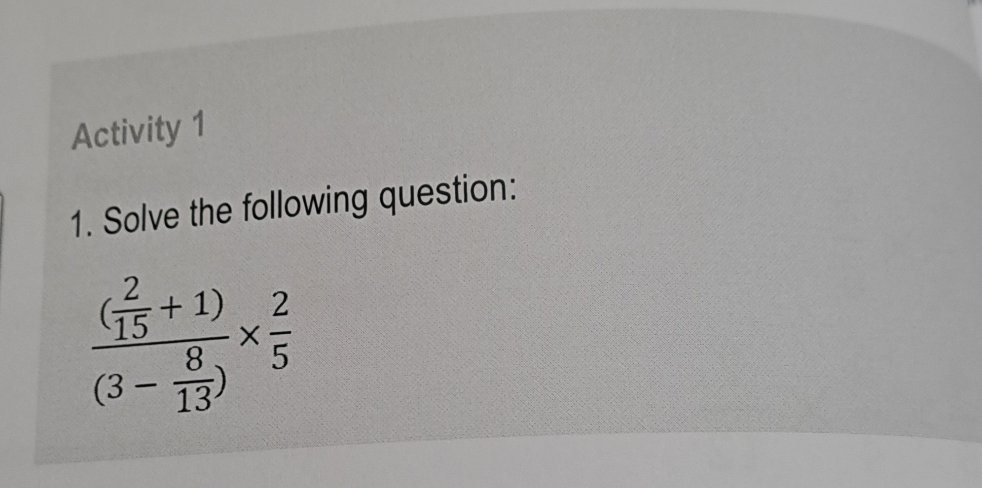 Solved Activity 1Solve the following | Chegg.com