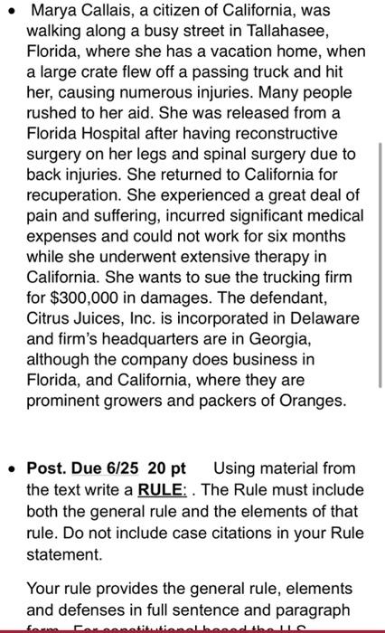 Marya Callais, a citizen of California, was walking | Chegg.com