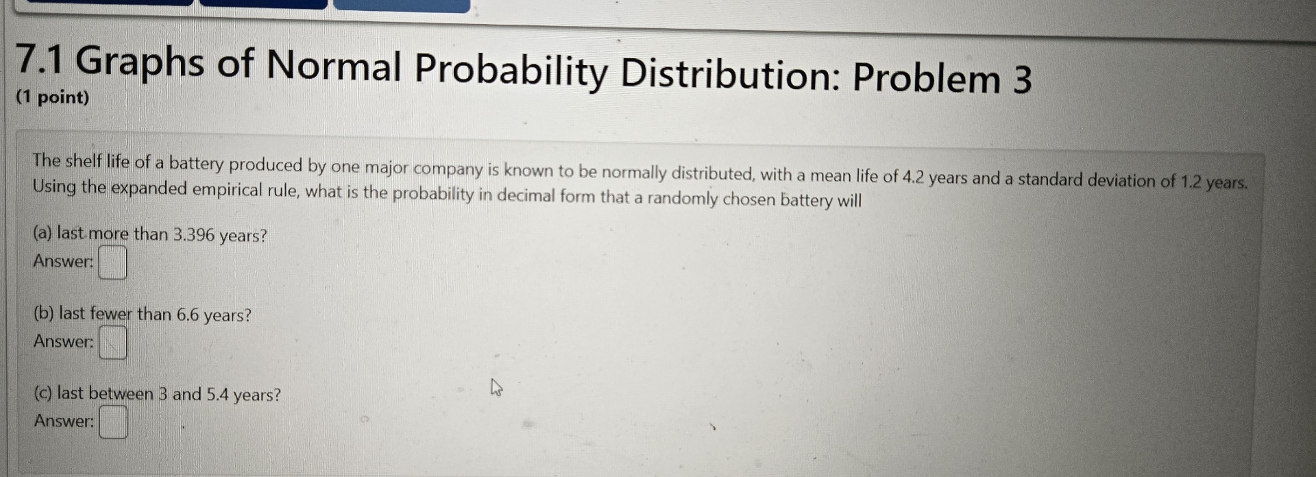 Solved 7.1 ﻿Graphs of Normal Probability Distribution: | Chegg.com