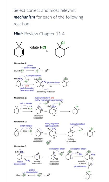 Solved Select correct and most relevant mechanism for each | Chegg.com