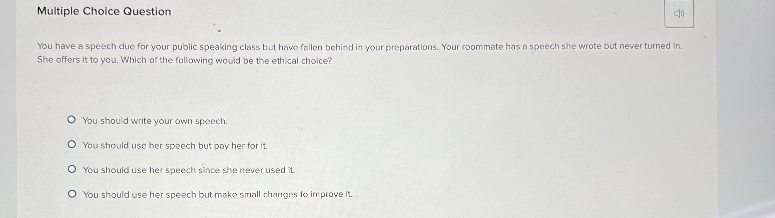 Solved Multiple Choice Question She offers it to you. Which | Chegg.com