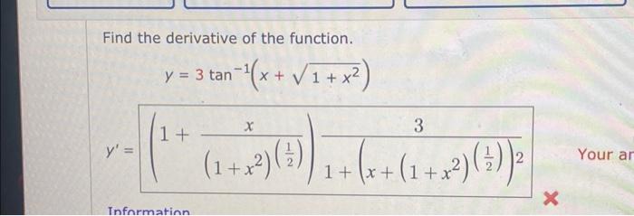 Solved Find the derivative of the function. | Chegg.com
