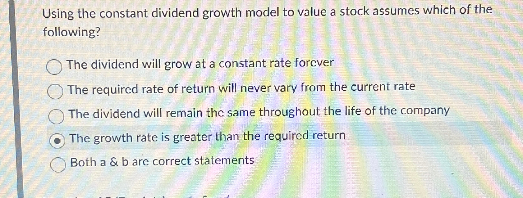 Solved Using the constant dividend growth model to value a | Chegg.com