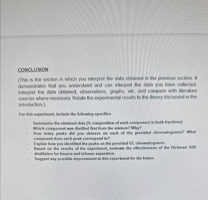 Solved CONCLUSION (This is the section in which you | Chegg.com