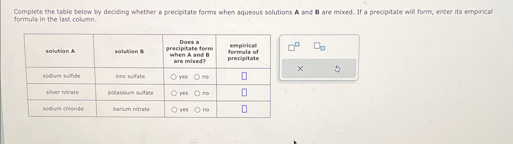 Solved Complete the table below by deciding whether a | Chegg.com