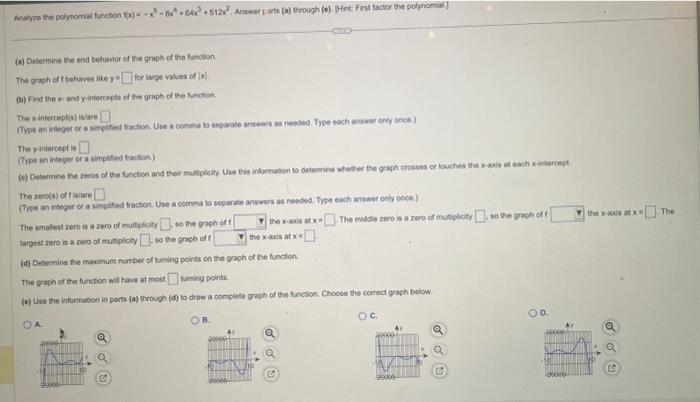 Solved (a) Determine the end tehavior of lise graph of the | Chegg.com