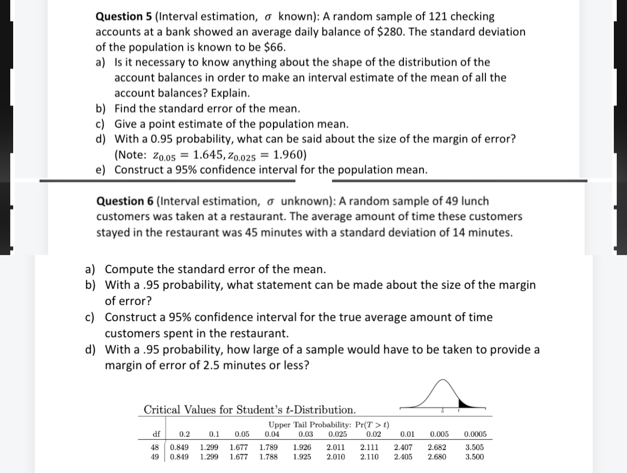 Solved Question 5 (Interval estimation, σ ﻿known): A random | Chegg.com