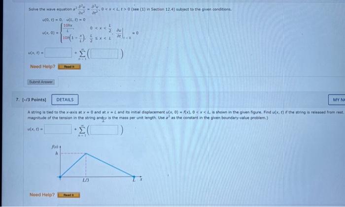 Solved Solve the wave equation a2∂x2d2u=∂t2∂2u,00 (see (1) | Chegg.com