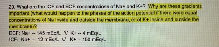 Solved 20. What are the ICF and ECF concentrations of Na+ | Chegg.com