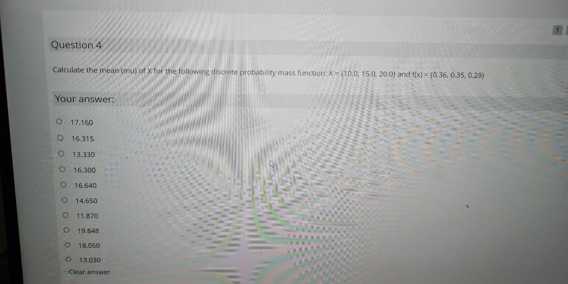 Solved Calculate the mean (mu) of X for the following | Chegg.com