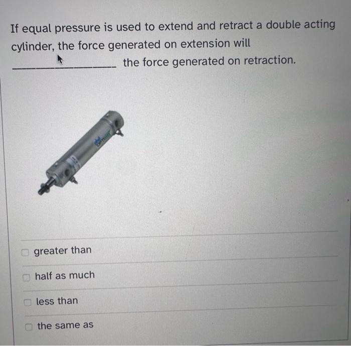 Solved If equal pressure is used to extend and retract a | Chegg.com