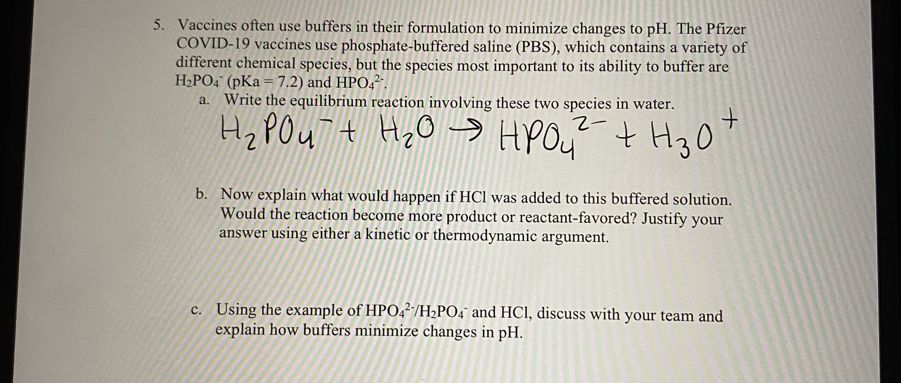 Solved Vaccines often use buffers in their formulation to | Chegg.com